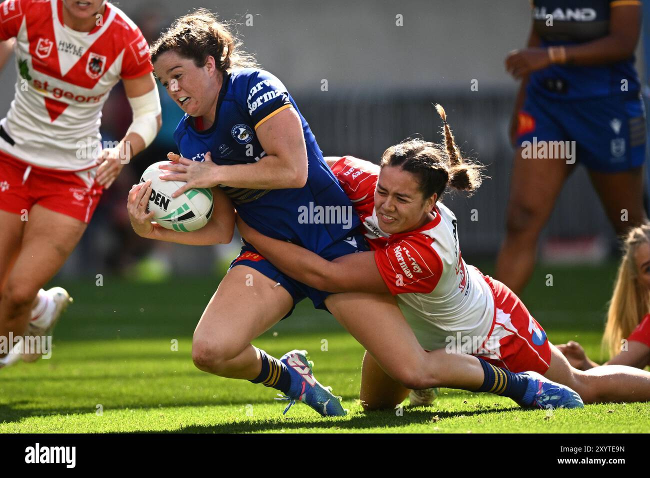 Sydney, Australia. 31st Aug, 2024. Rachael Pearson of the Eels scores a ...