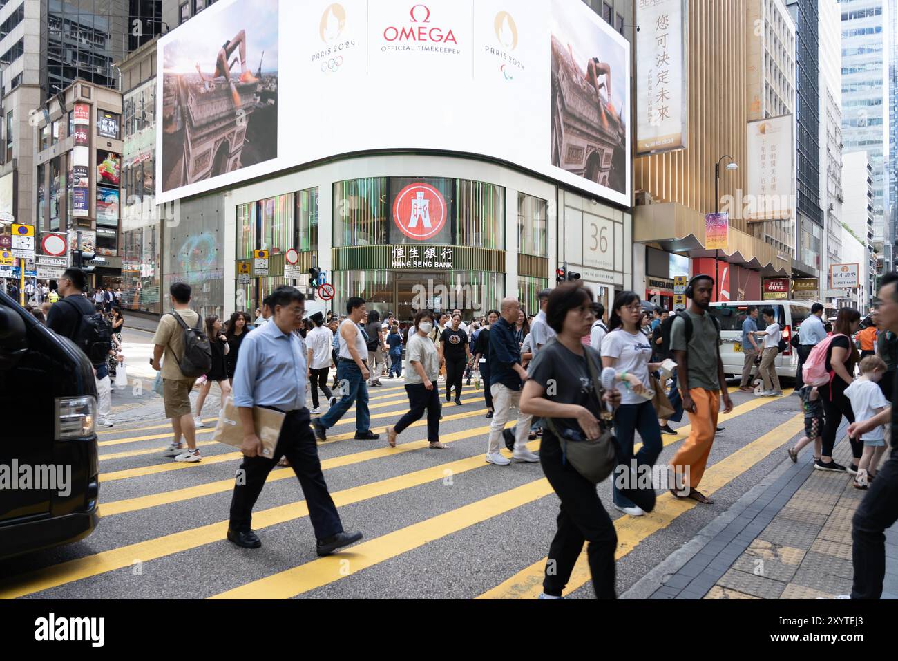 Hong Kong, China - July 03, 2024 : A busy street in Hong Kong, China ...