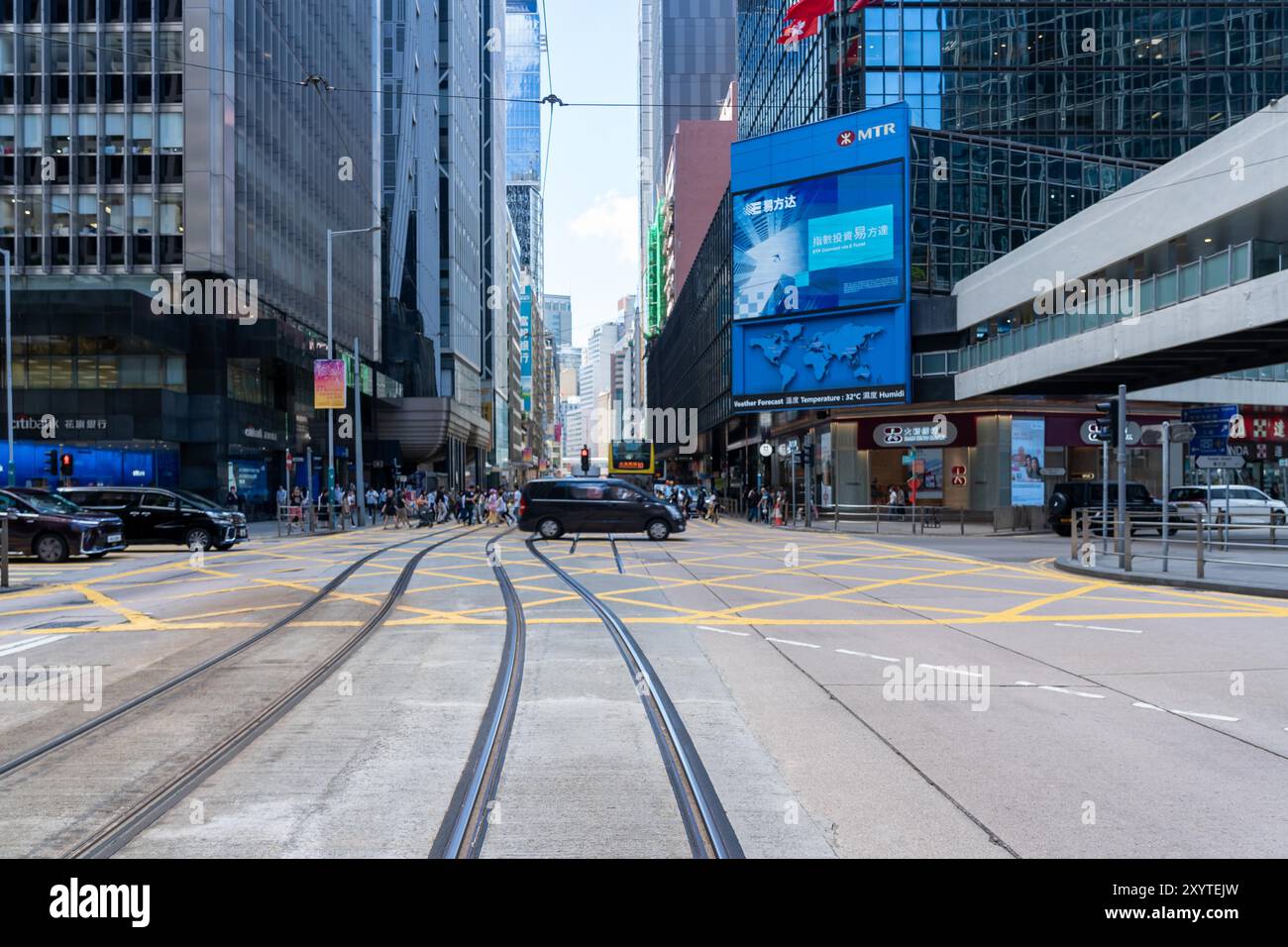 Hong Kong, China - July 03, 2024 : A busy street intersection in Hong ...