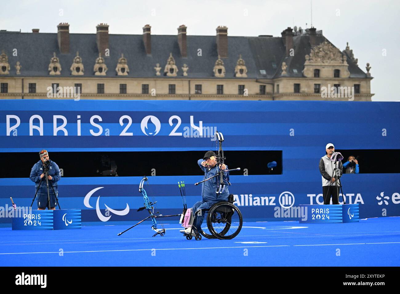 Paris, France. 30th Aug, 2024. Thierry Joussaume, French archer at the ...