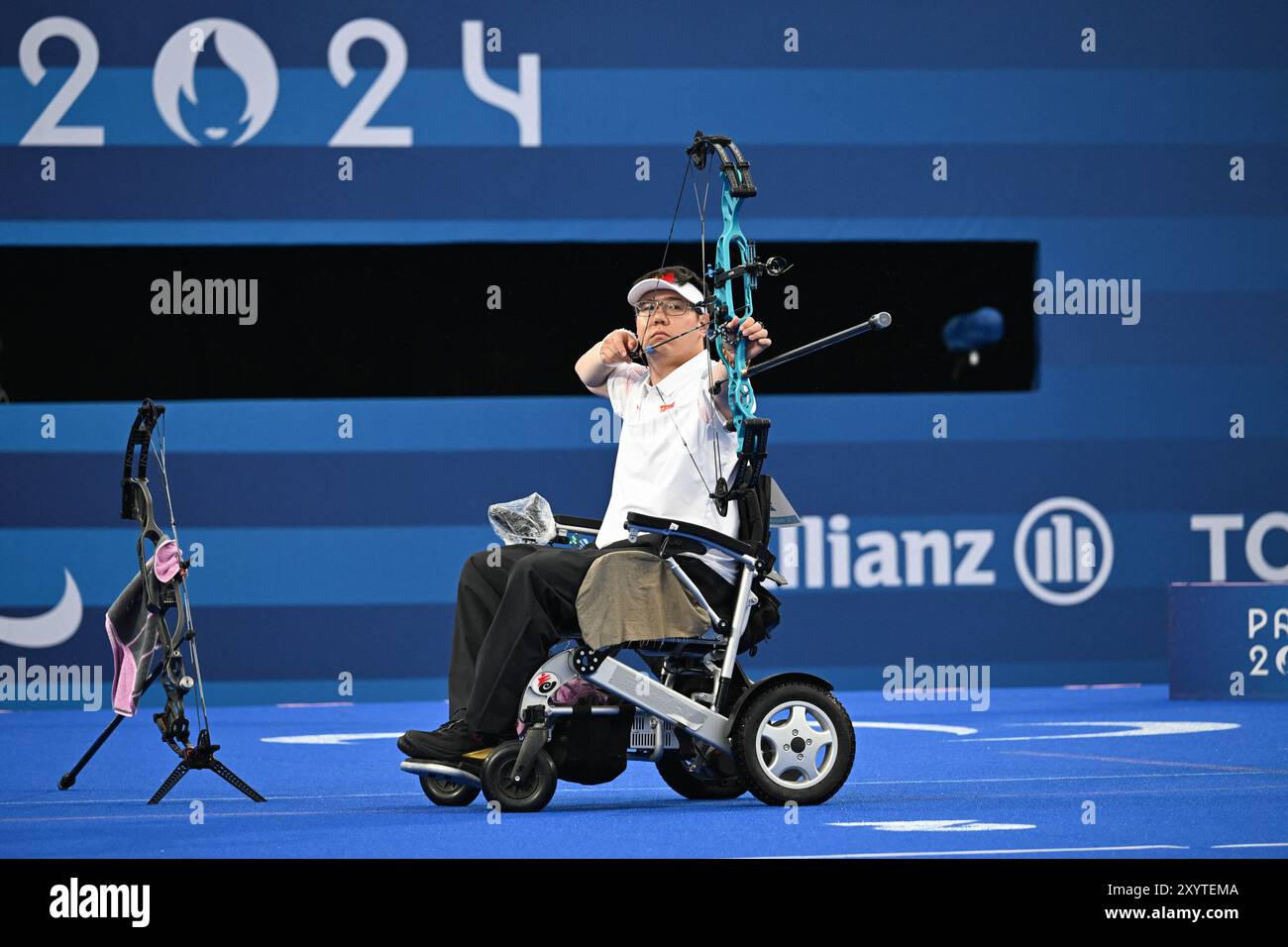 Paris, France. 30th Aug, 2024. Zihao He, Chinese archer at the Paris 2024 Paralympic Games on ...