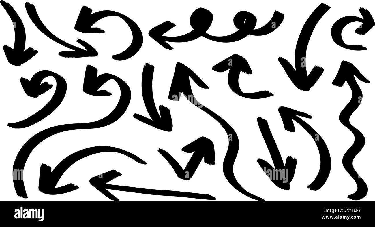 Hand drawn brush arrows. Vector illustration Stock Vector Image & Art ...