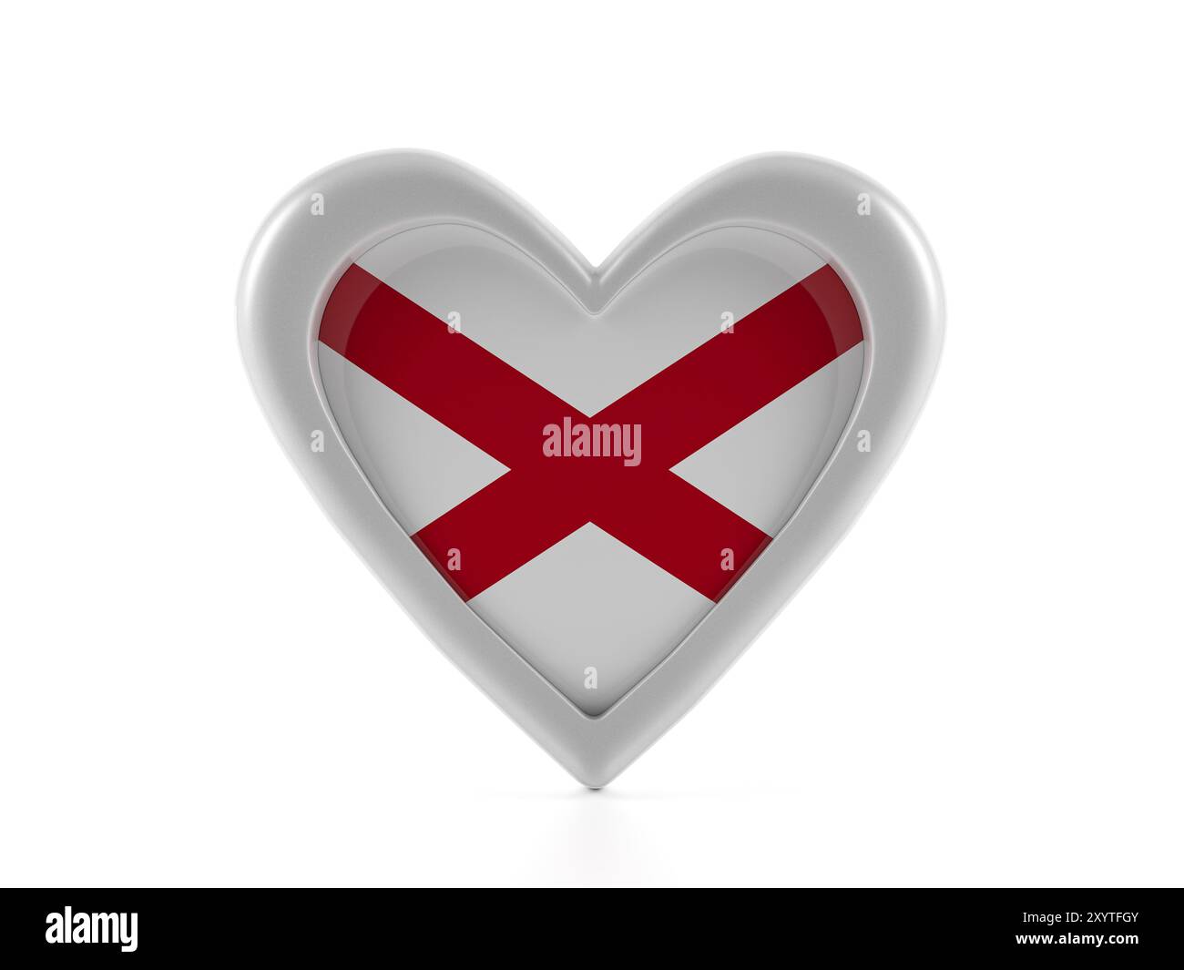 Heart shaped Alabama state flag on a white background. 3d illustration ...