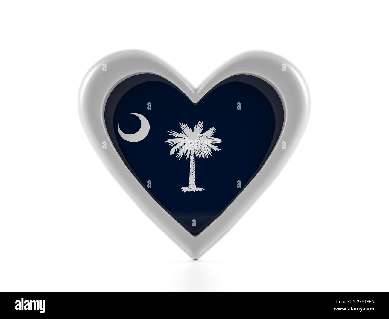 Heart shaped South Carolina state flag on a white background. 3d ...