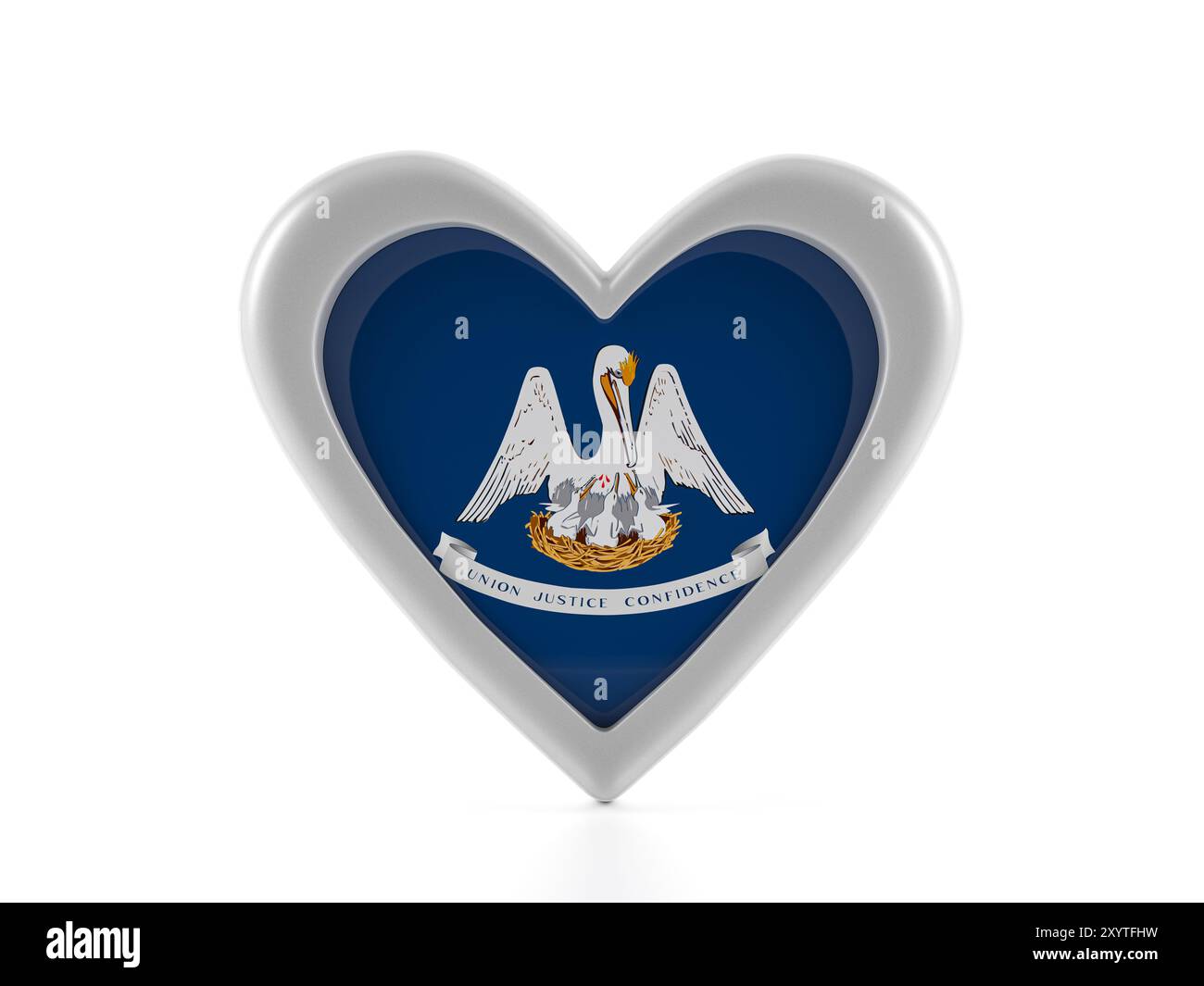 Heart shaped Louisiana state flag on a white background. 3d ...