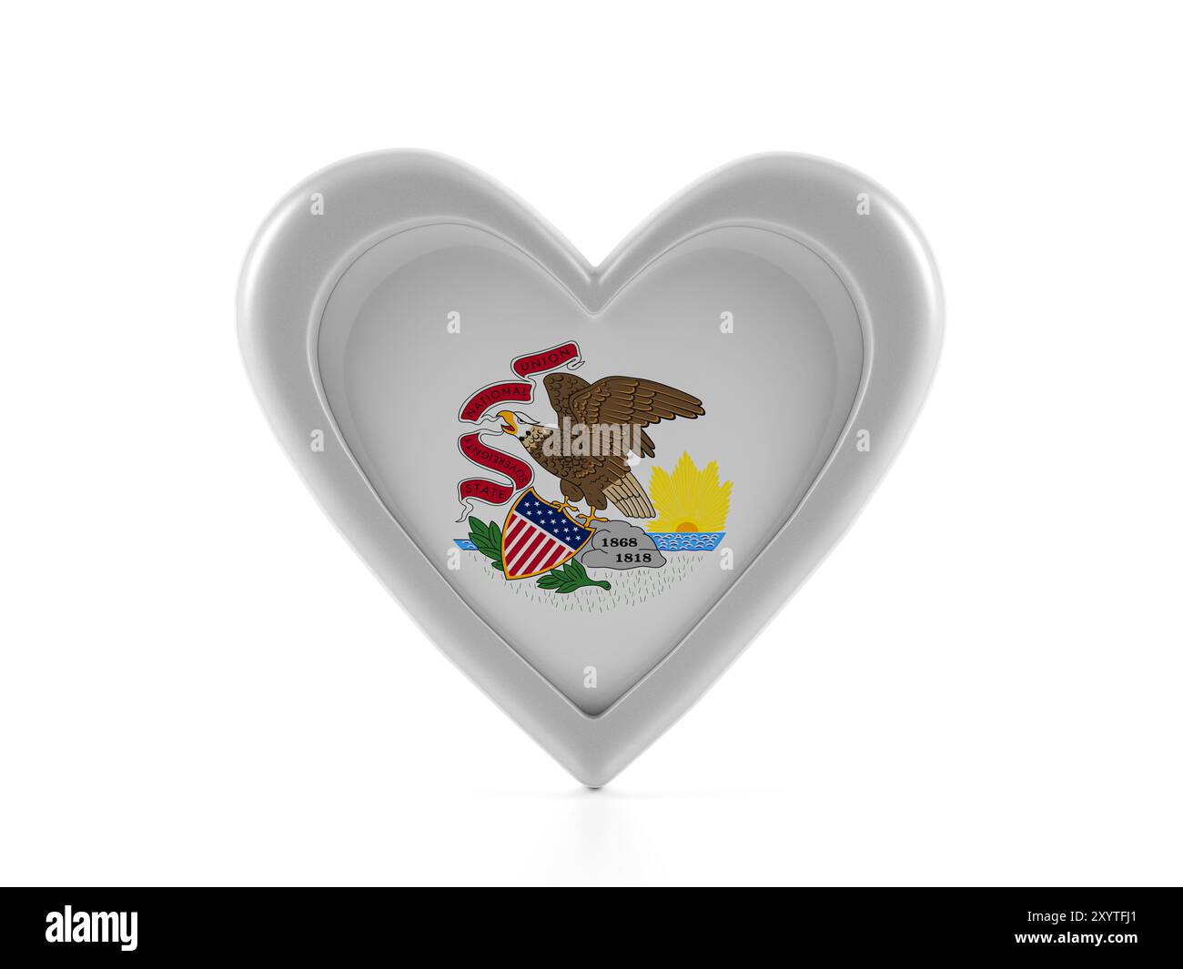 Heart shaped Illinois state flag on a white background. 3d illustration ...