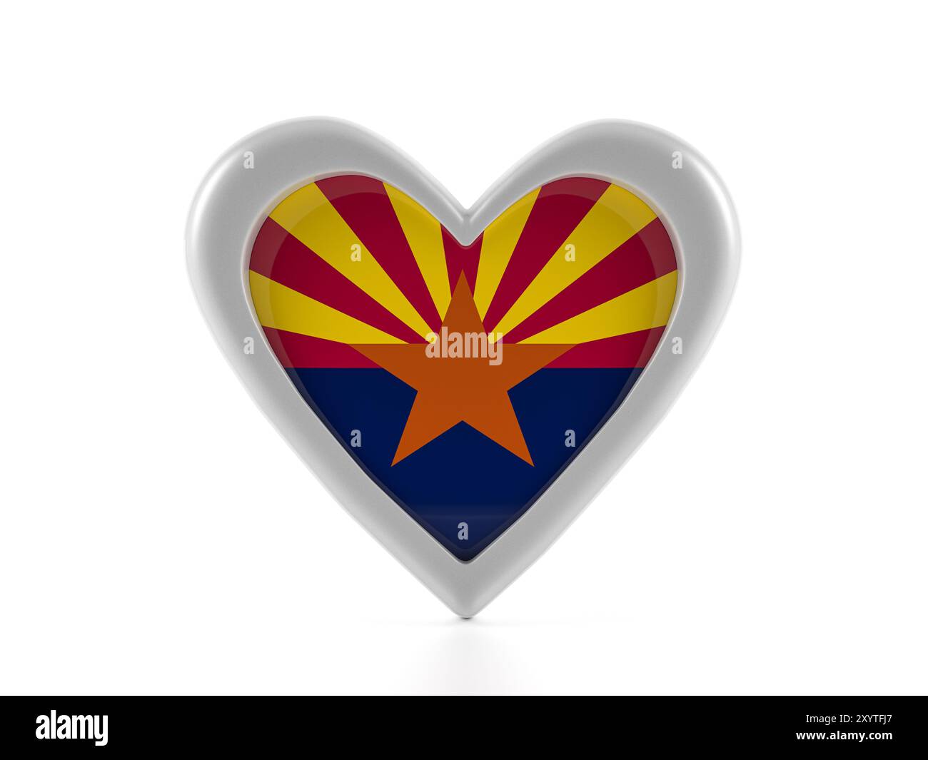 Heart shaped Arizona state flag on a white background. 3d illustration ...