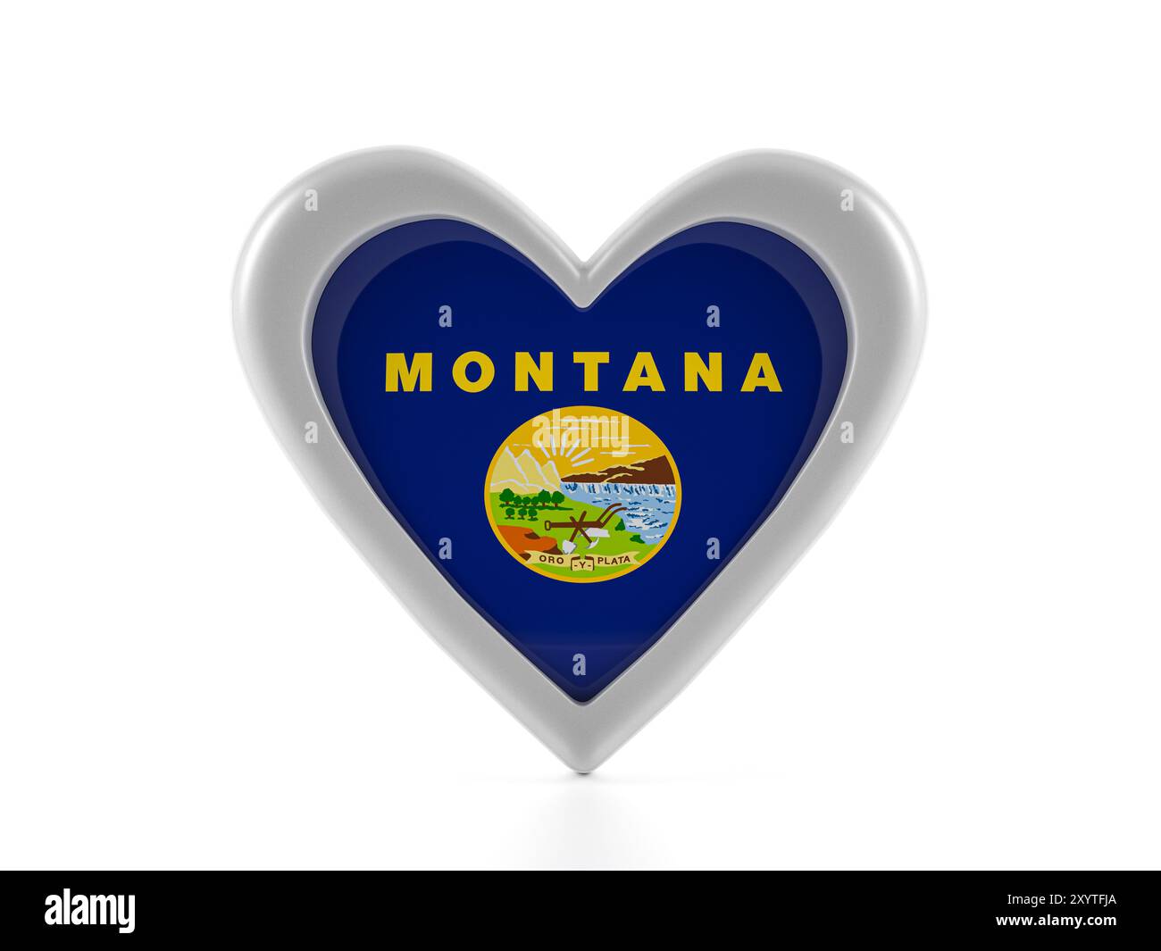 Heart shaped Montana state flag on a white background. 3d illustration ...