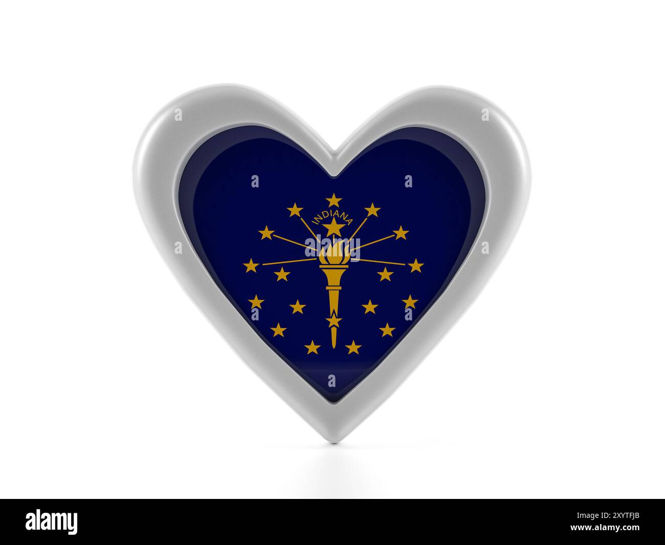Heart shaped Indiana state flag on a white background. 3d illustration ...