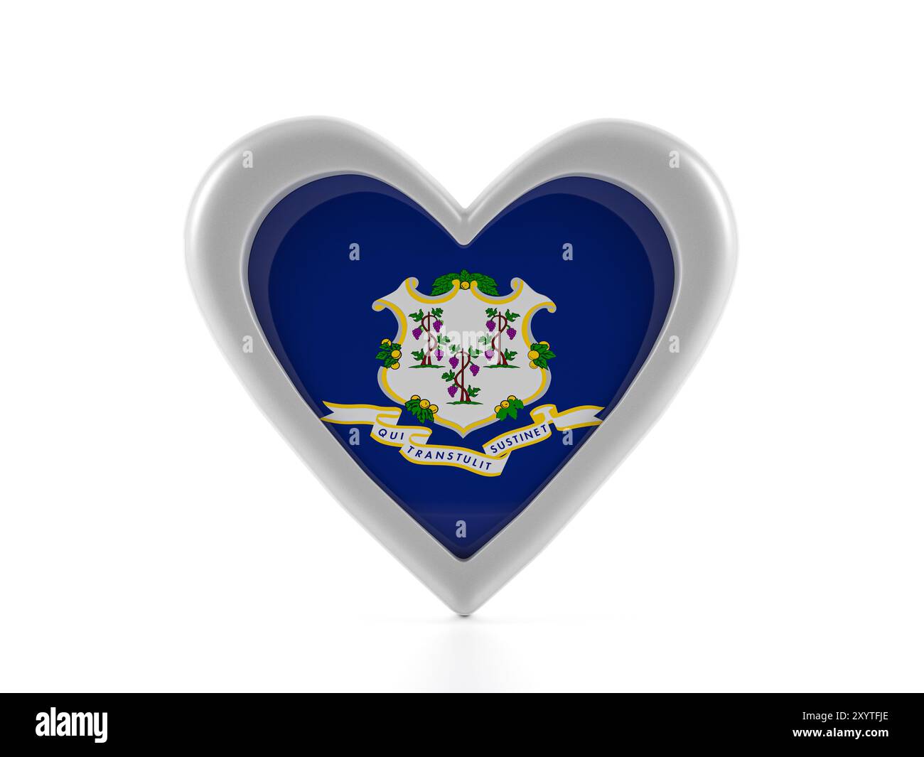 Heart shaped Connecticut state flag on a white background. 3d ...