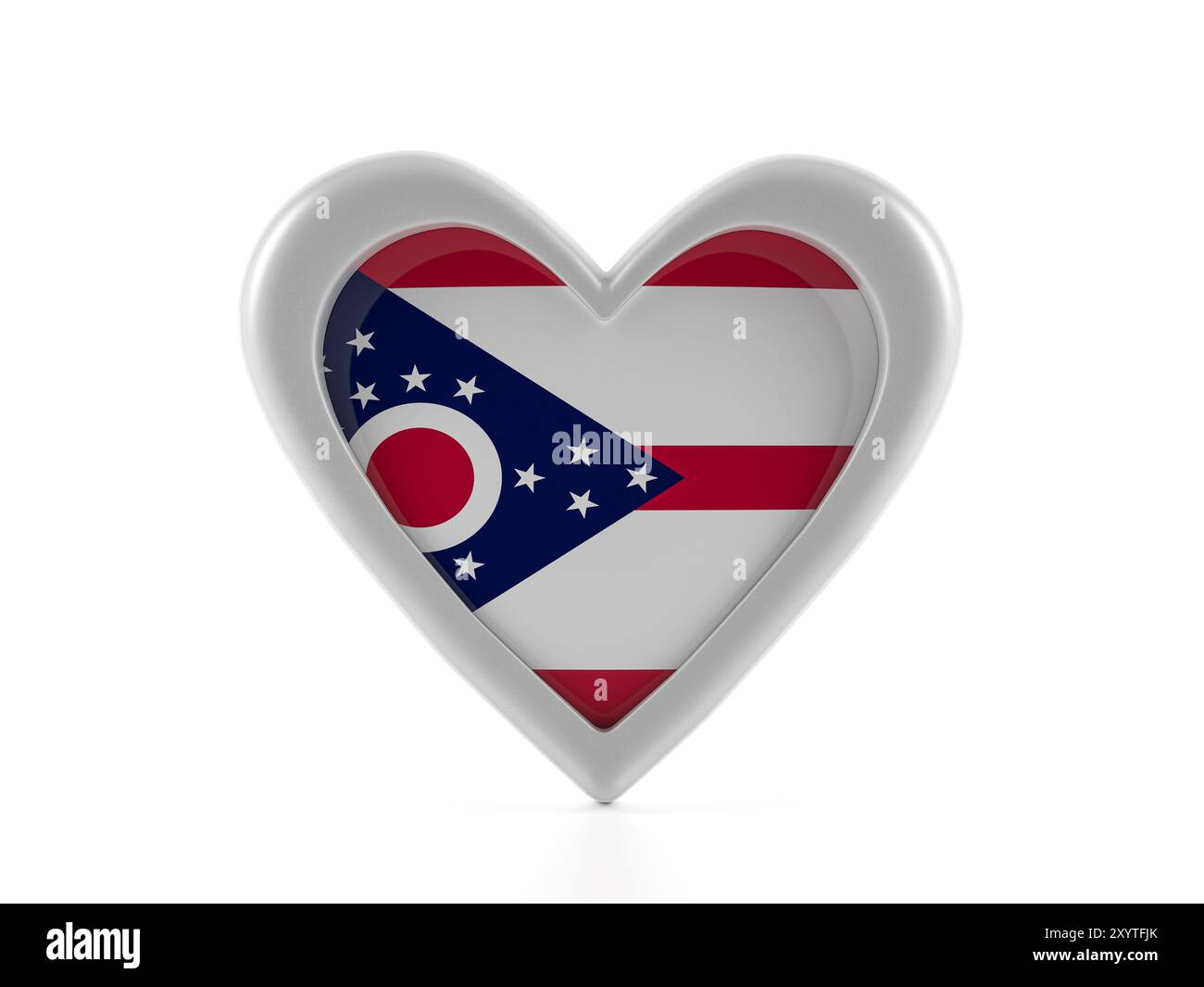 Heart shaped Ohio state flag on a white background. 3d illustration ...