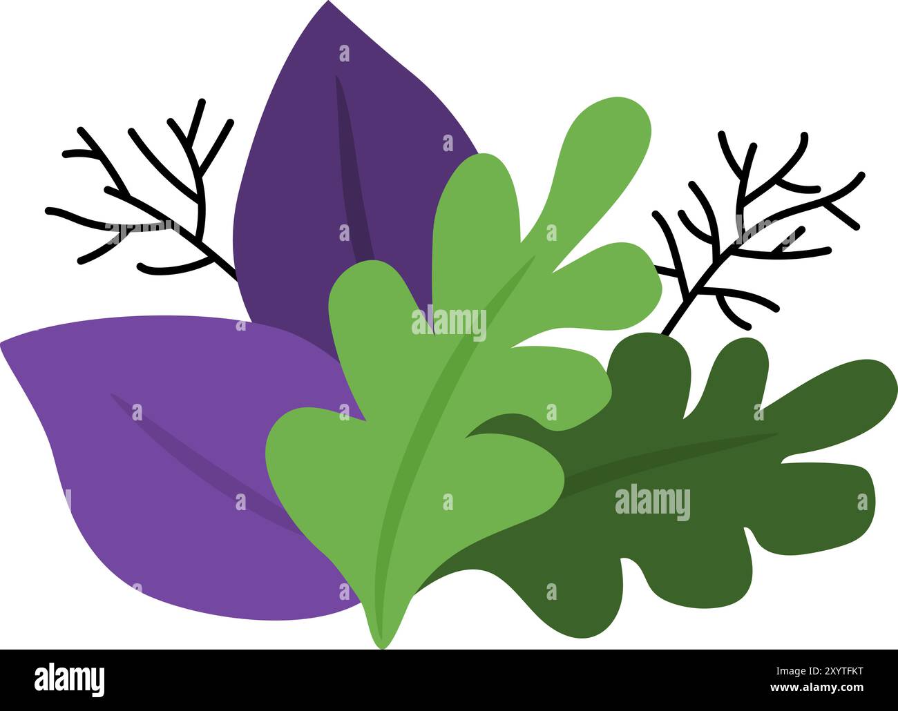 Cute fern leaves icon. Forest or woodland plant clipart isolated on ...