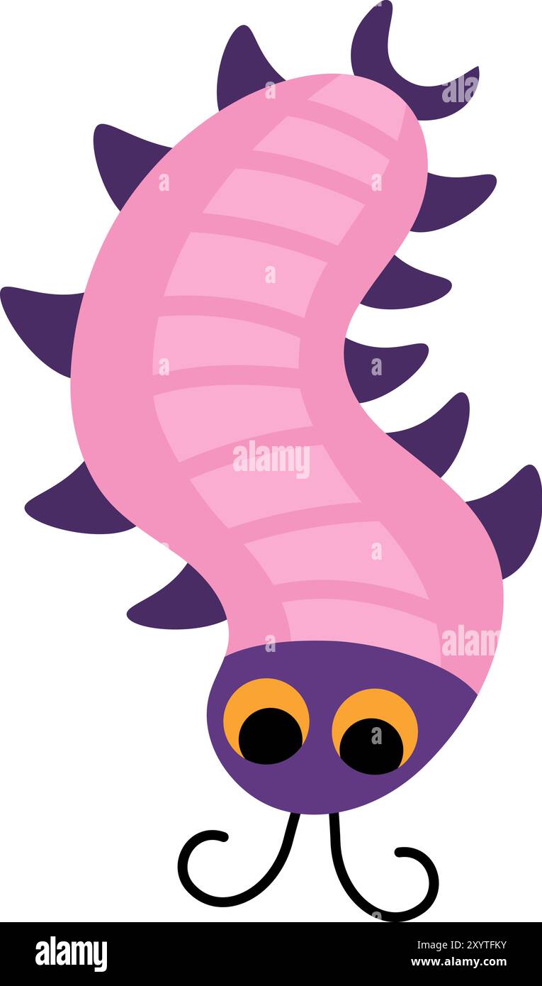 Vector cartoon centipede. Funny prehistoric insect. Woodland beetle ...