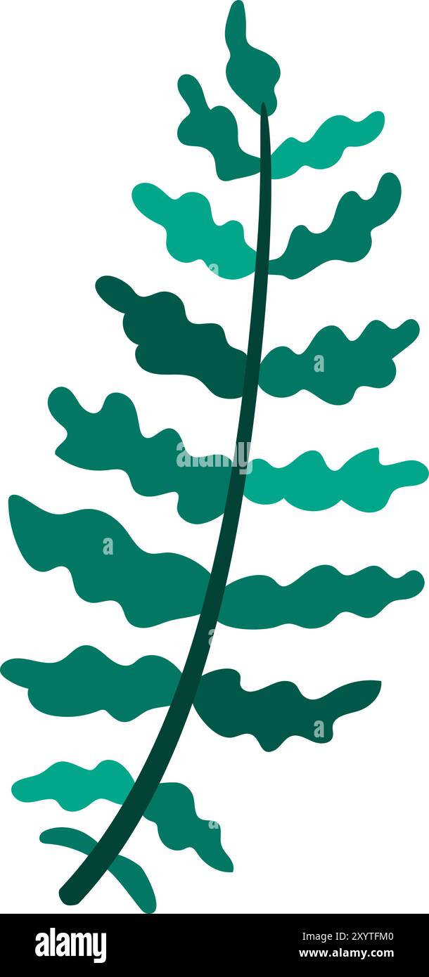 Cute fern leaves icon. Forest or woodland plant clipart isolated on ...