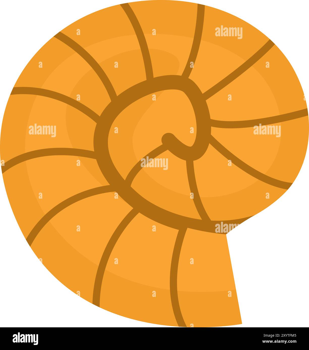 Vector cartoon prehistoric seashell or mollusk icon with teeth. Cute ...