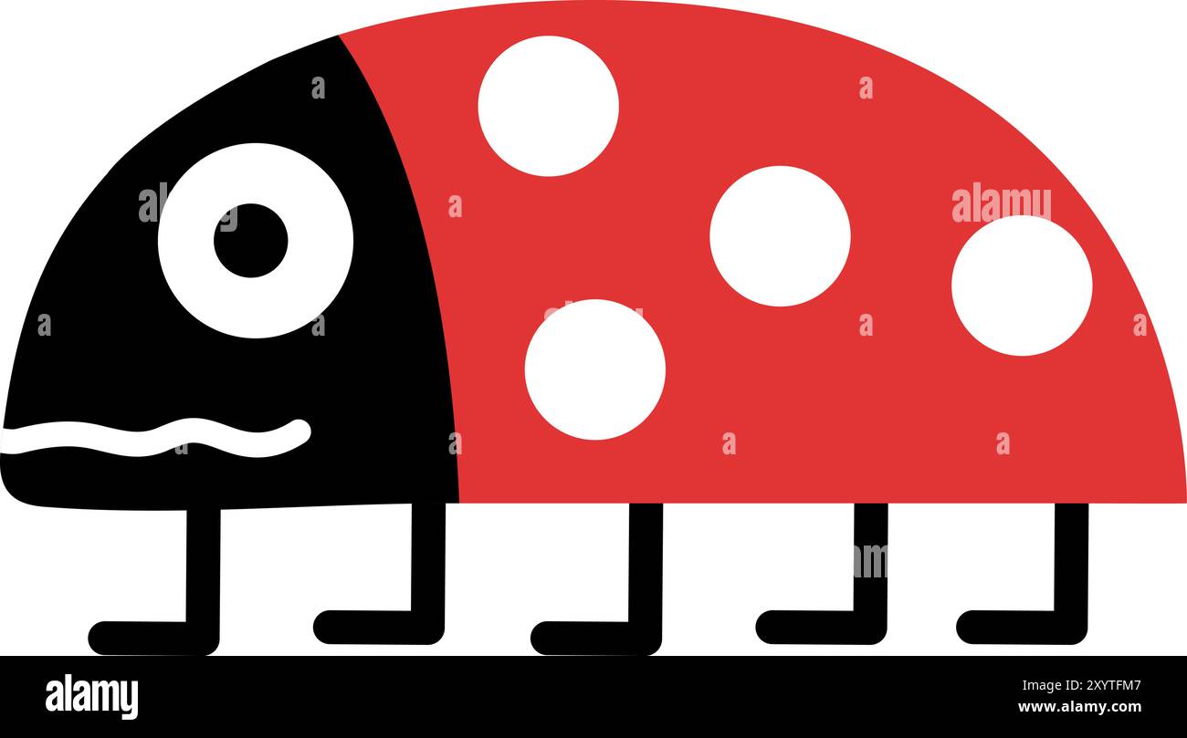 Vector cartoon ladybird. Funny prehistoric insect. Woodland beetle ...