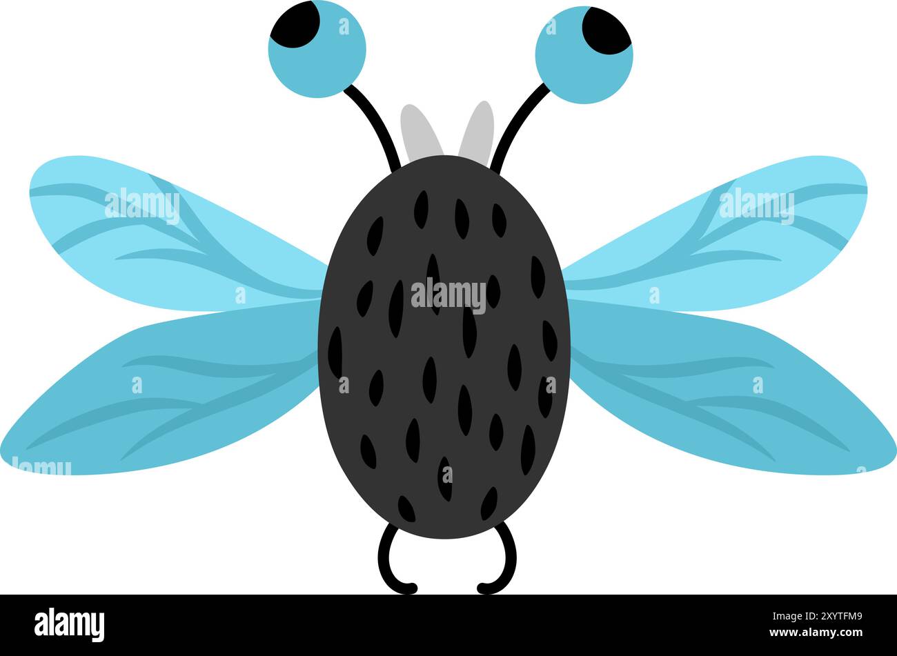 Vector cartoon fly. Funny prehistoric insect. Woodland beetle. Cute ...