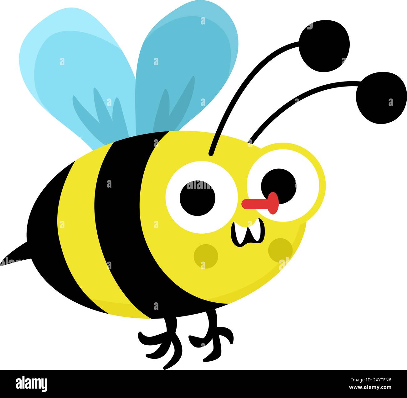 Vector Cartoon Bumblebee Funny Prehistoric Insect Woodland Beetle Cute Forest Bee Or Wasp
