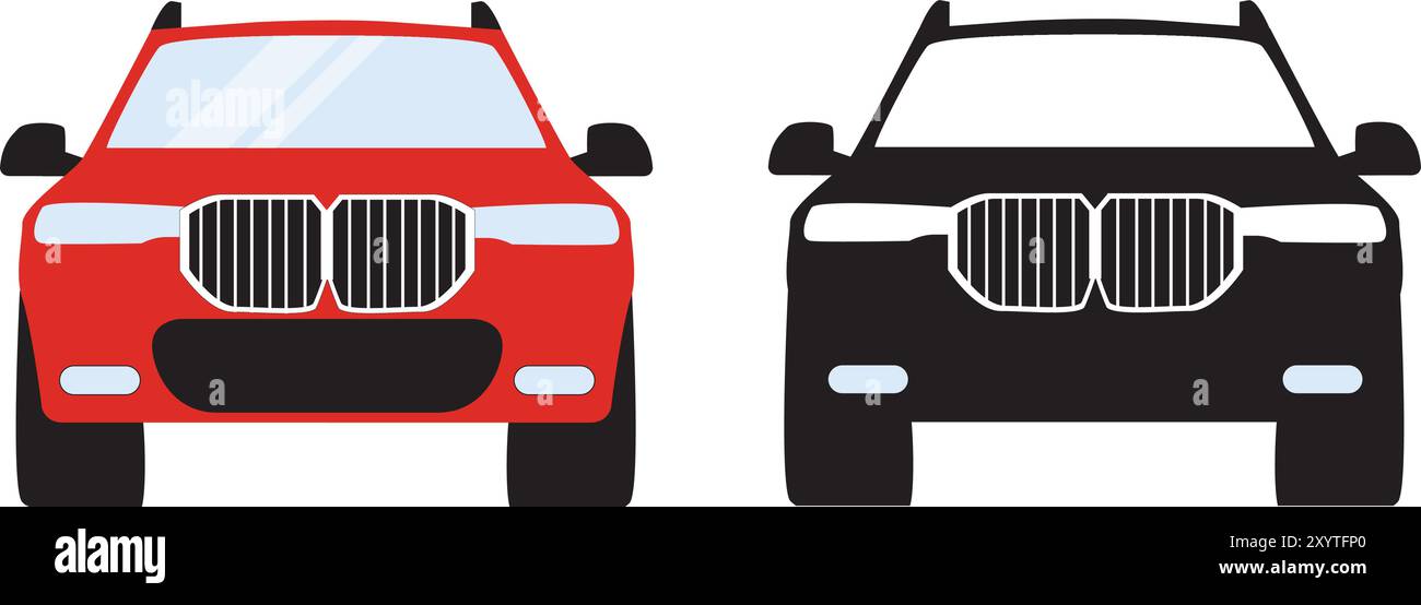 Car front view vector flat icon. Car parking cartoon front design shape ...