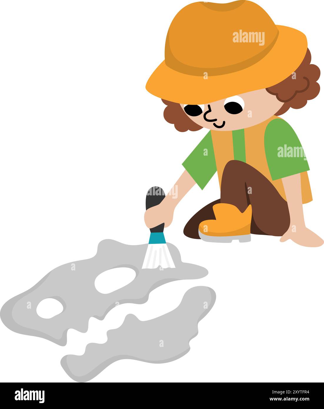 Vector paleontologist icon. Cartoon archeologist girl clipart in hat ...