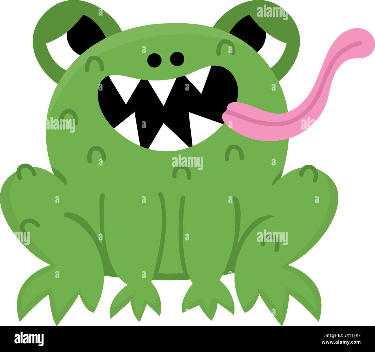Vector cartoon frog with stuck out tongue. Funny woodland swamp animal ...