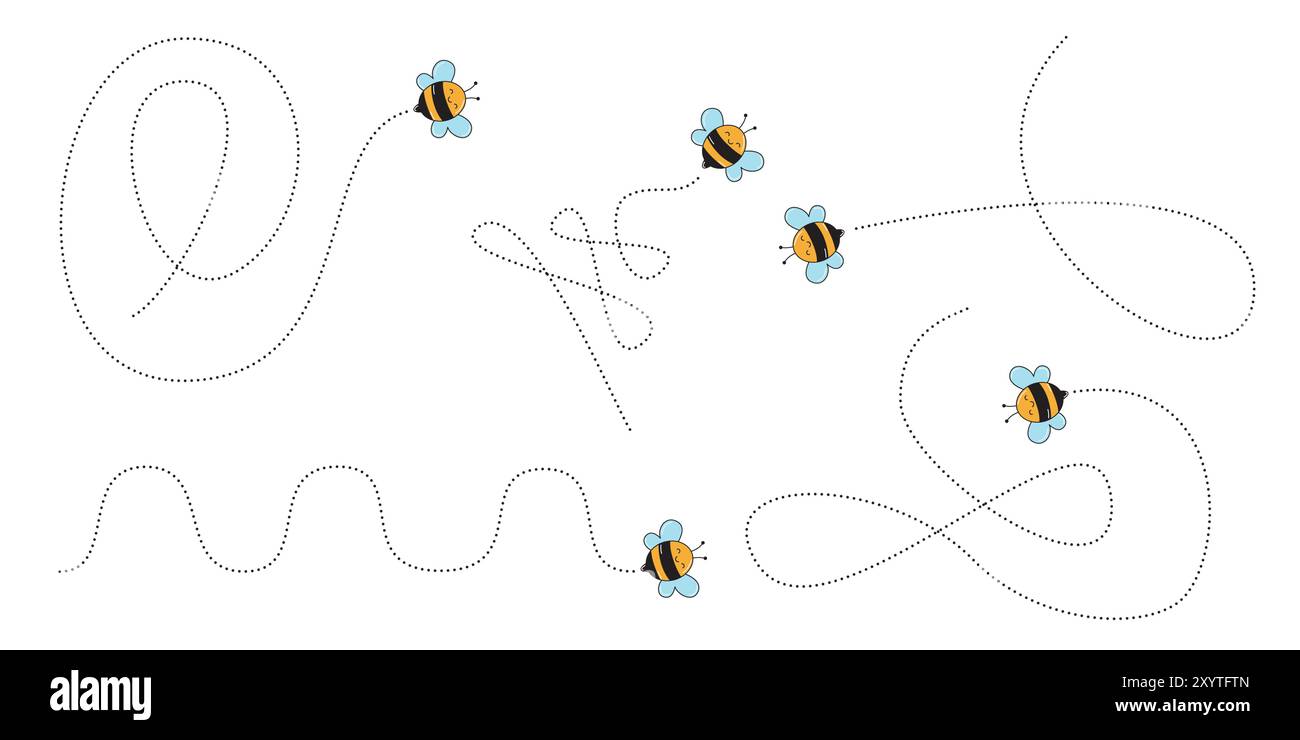 Whimsical Bee Journeys. Dotted Flight Trails Creating Beautiful ...