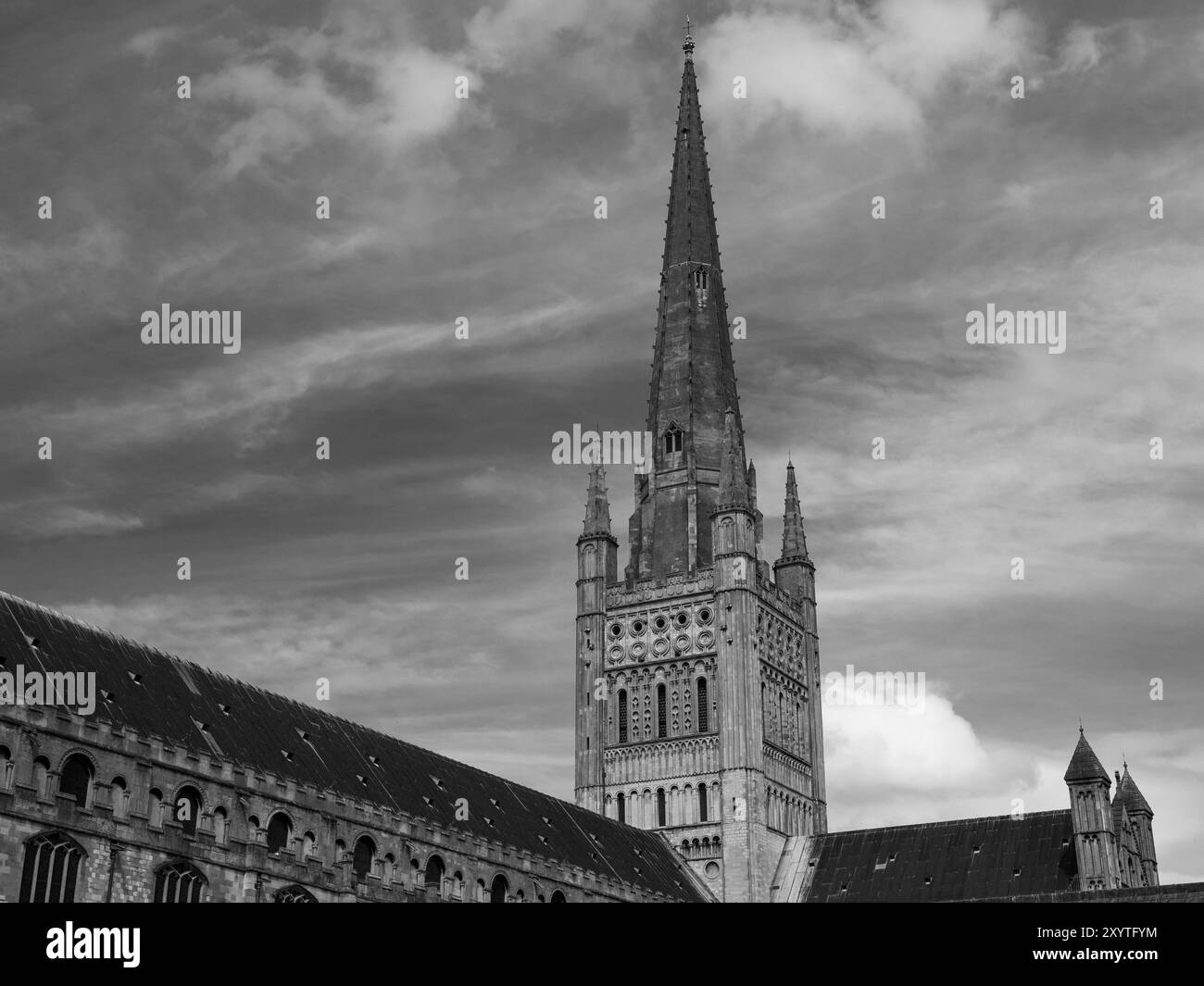 Black and White Landscape, Norwich Cathedral, Norwich, Norfolk, England ...