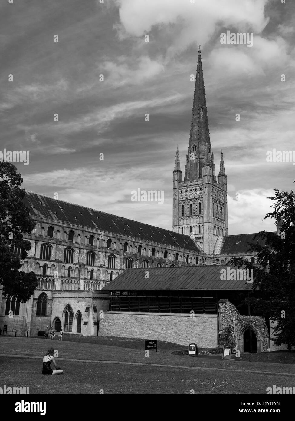 Black and White Landscape, Norwich Cathedral, Norwich, Norfolk, England ...