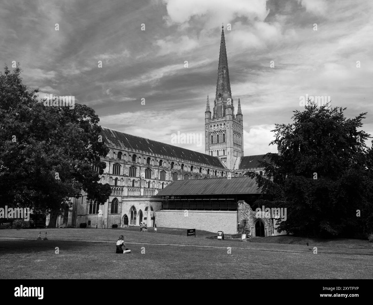 Black and White Landscape, Norwich Cathedral, Norwich, Norfolk, England ...