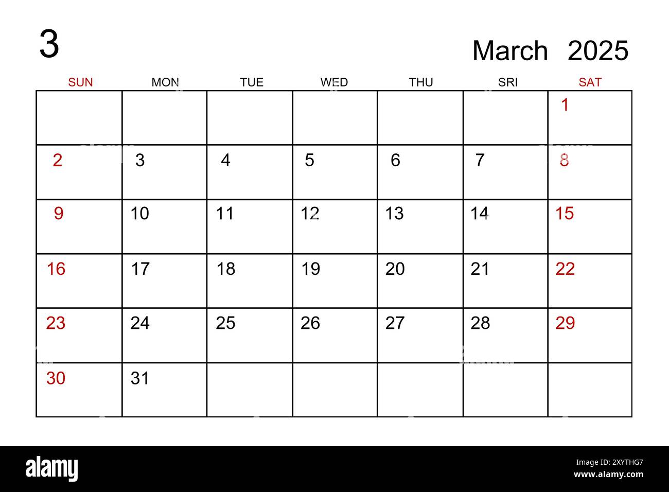March 2025 calendar planner hi-res stock photography and images - Alamy