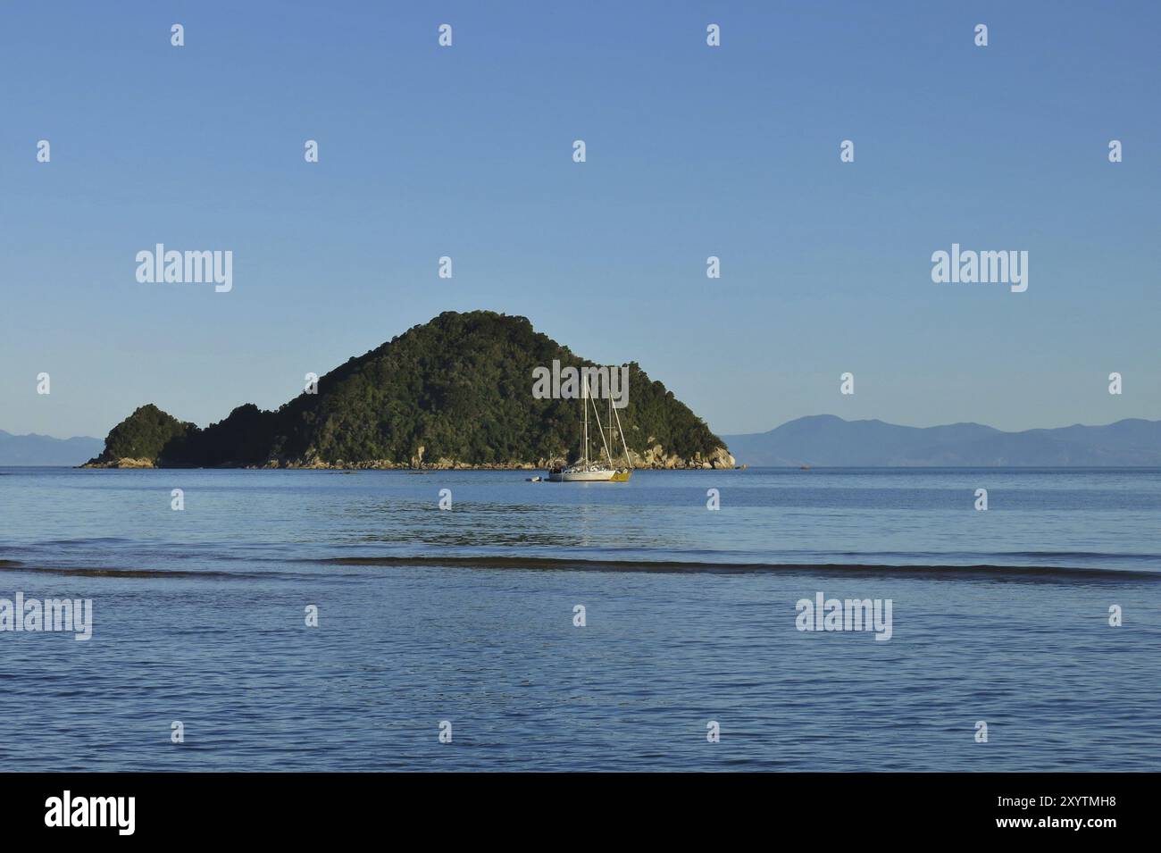 Small island in the Abel Tasman National Park, New Zealand, Oceania ...