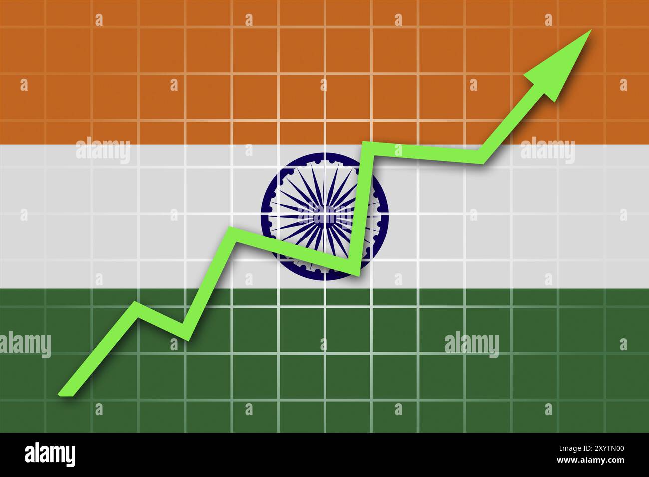 The Indian flag and arrow graph going up Stock Photo - Alamy