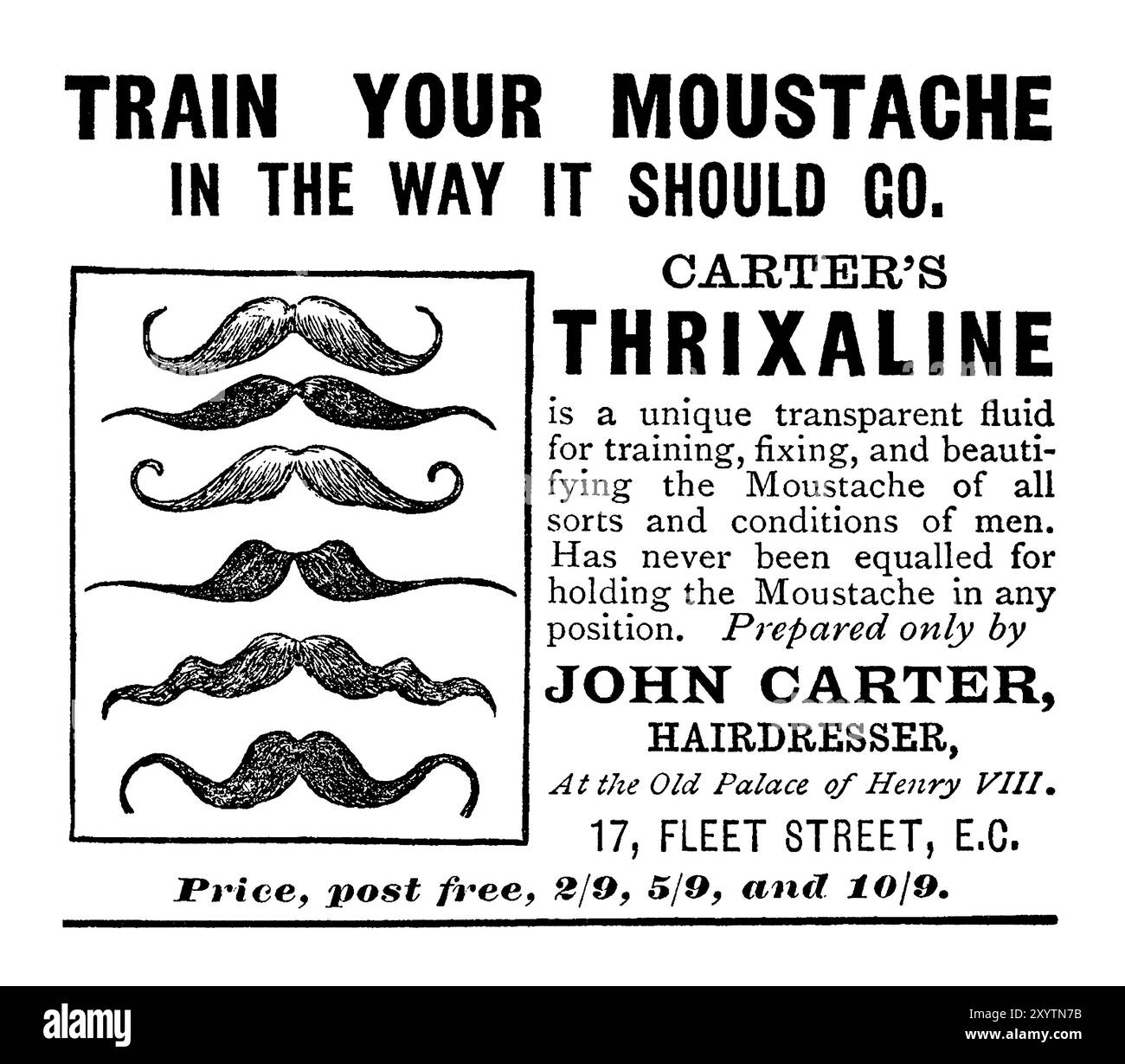 1894 Victorian British advertisement Carter's Thrixaline moustache ...