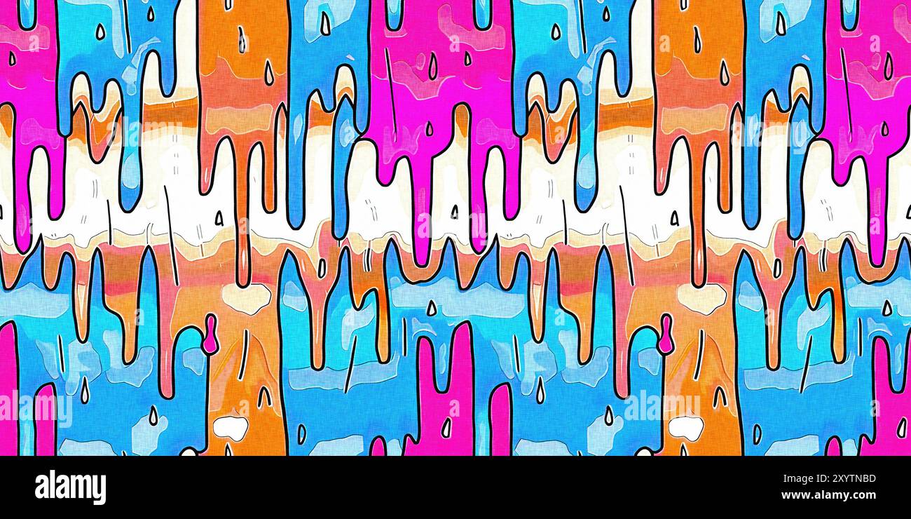 Fun dripping paint effect digital banner pattern with whimsical ink ...