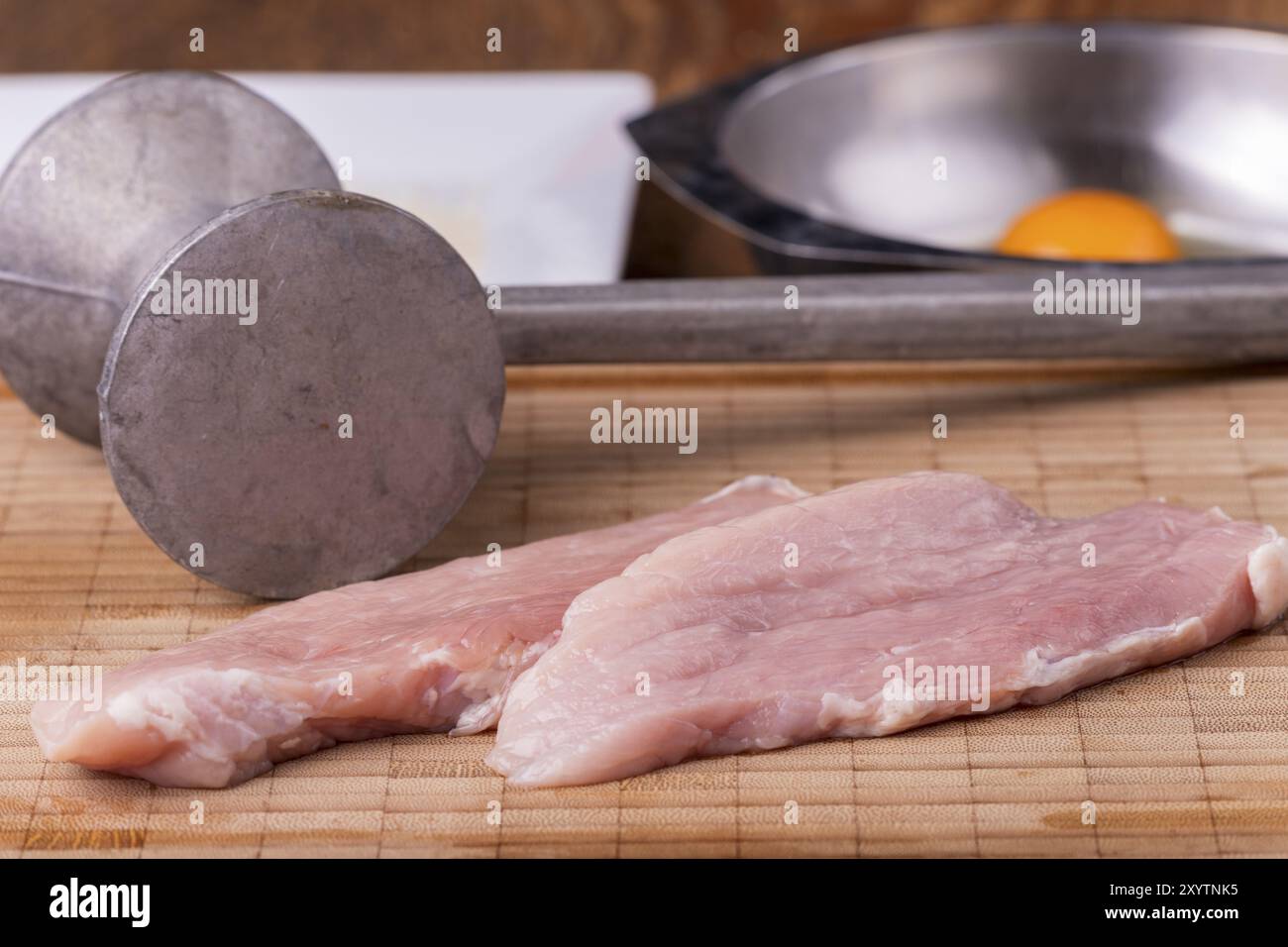 Raw breaded schnitzel hi-res stock photography and images - Alamy