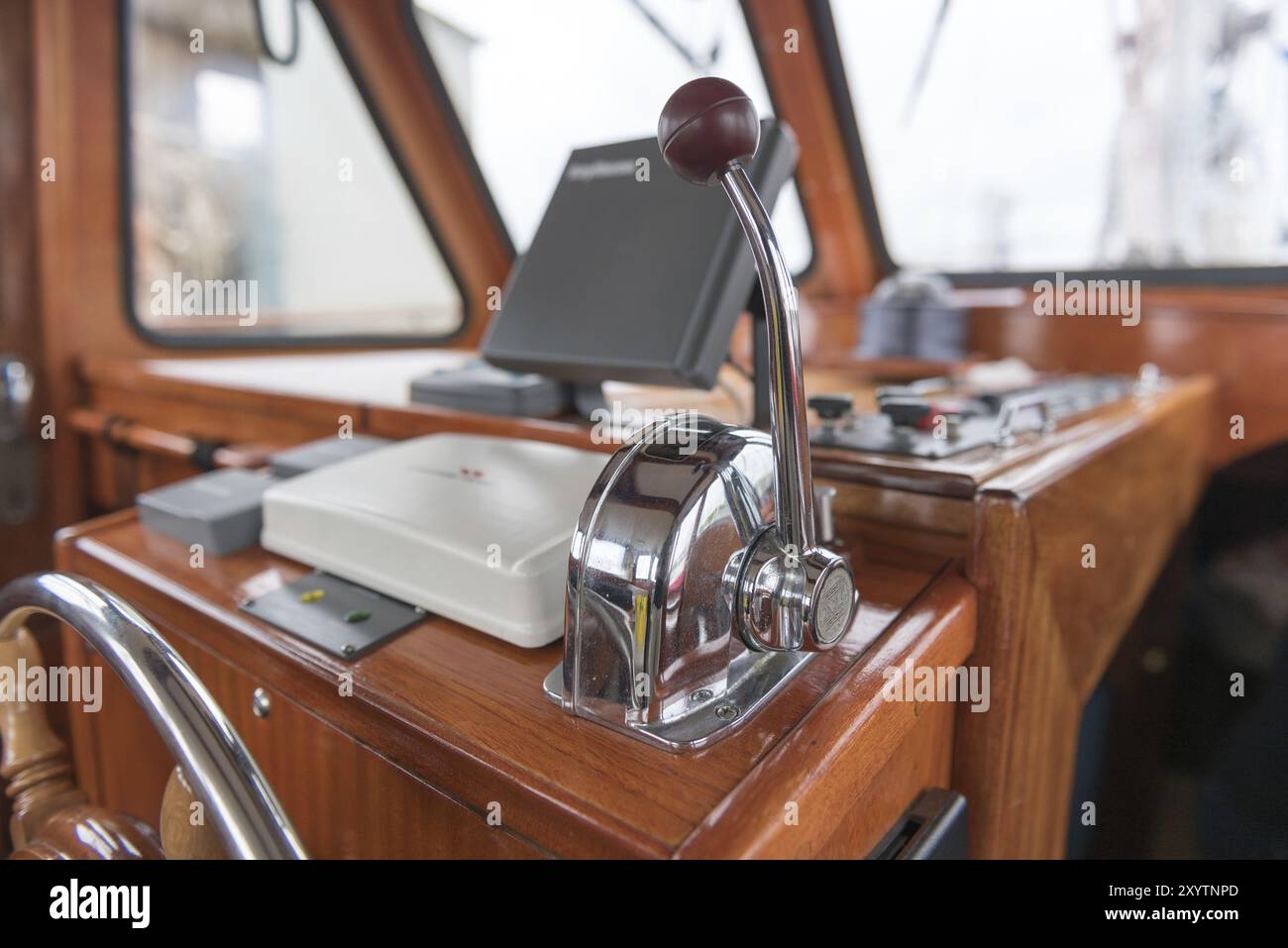 Helm stand of a yacht. Helm stand of a sailing boat Stock Photo - Alamy