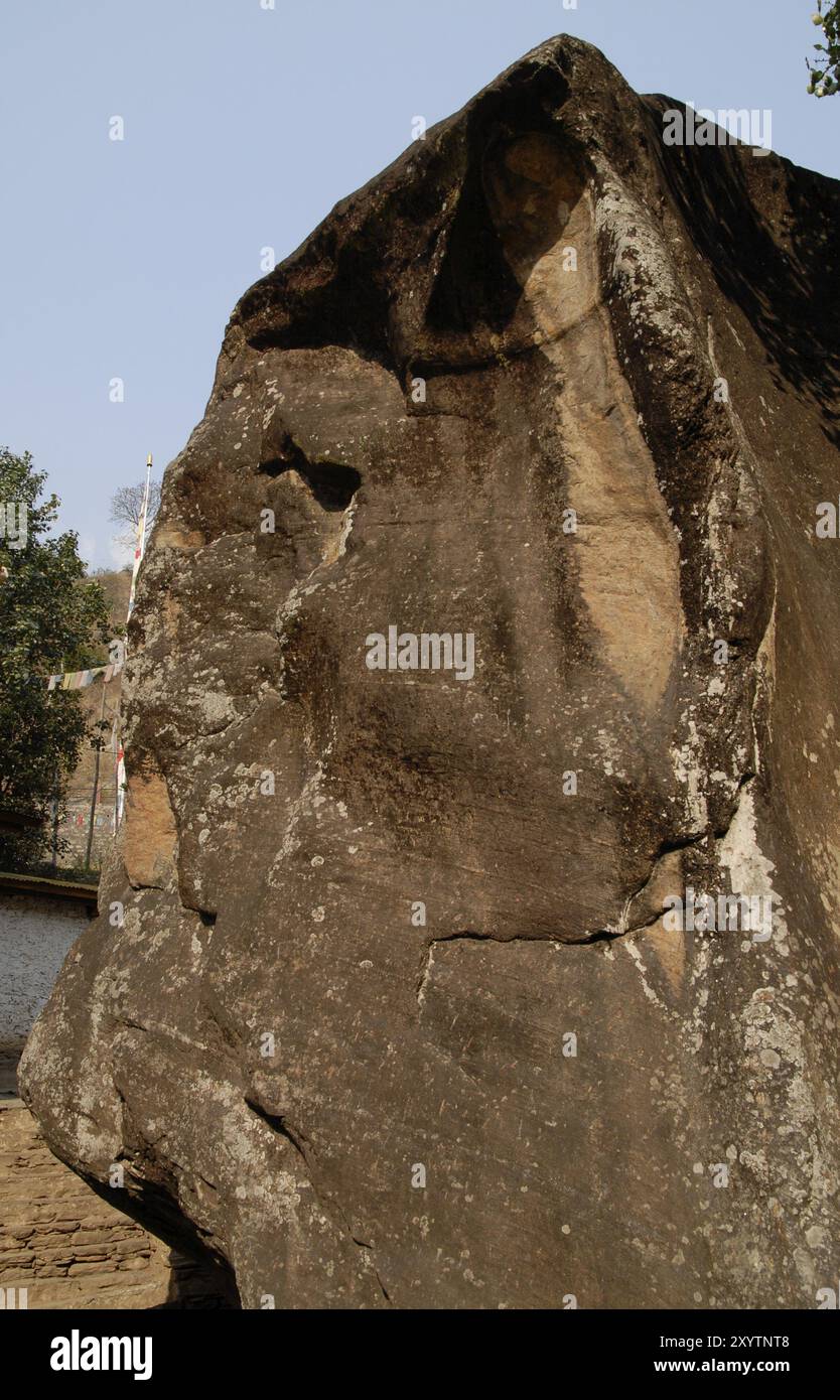 Holy stone at the Gom Kora temple, a sacred meditation site of Guru ...