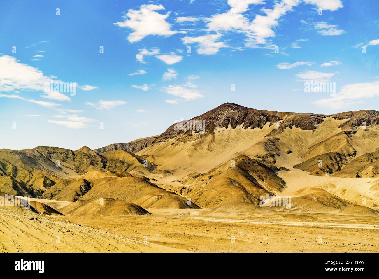 View of a mountain in the peruvian desert at Nazca in Peru Stock Photo ...