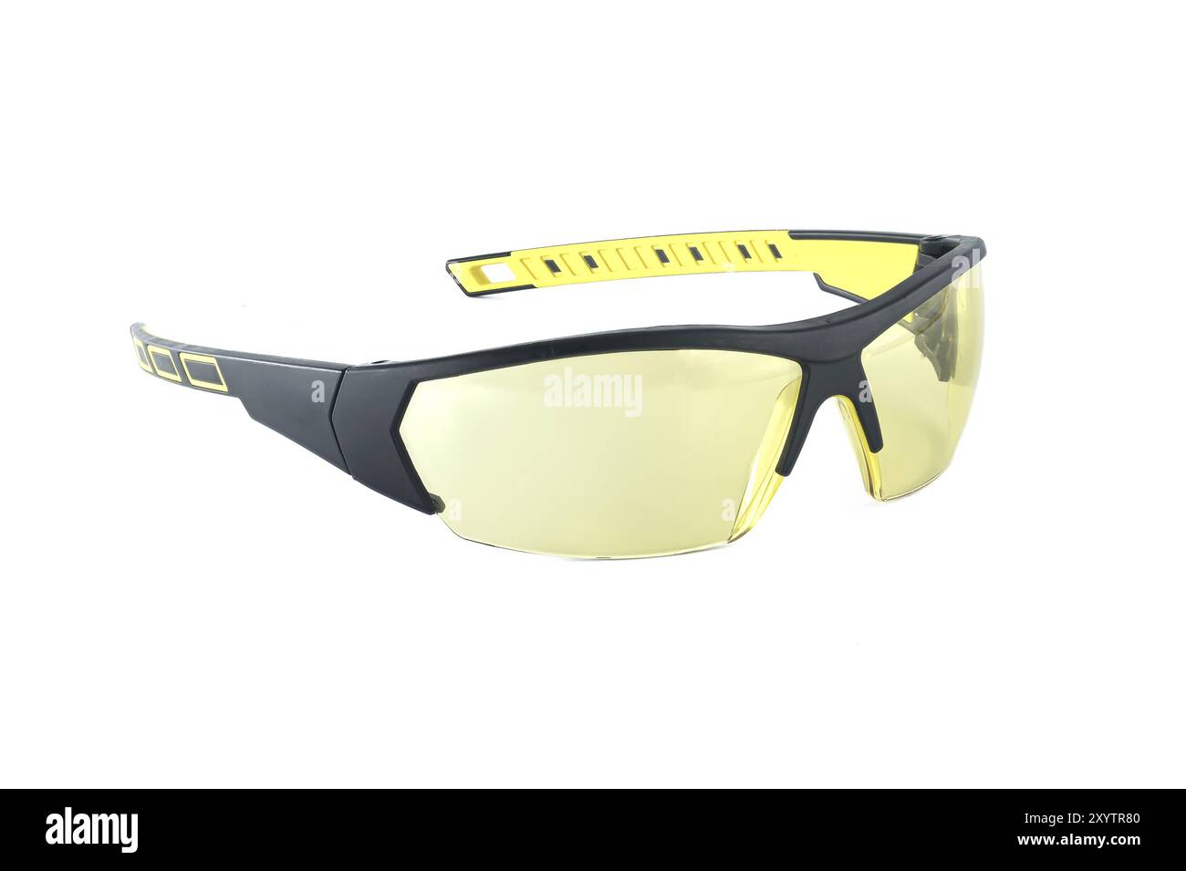 Work safety glasses yellow lens isolated on a white background Stock ...