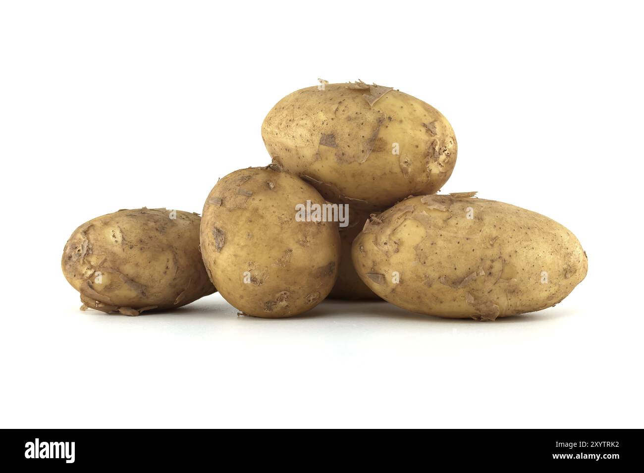 Group of fresh early potatoes, with a light brown skin and dark brown ...