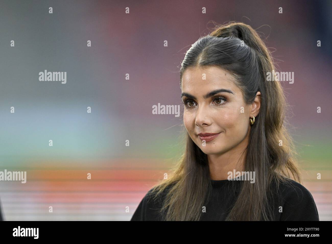 TV presenter Lea Wagner, portrait, smiles, Voith-Arena, Heidenheim ...