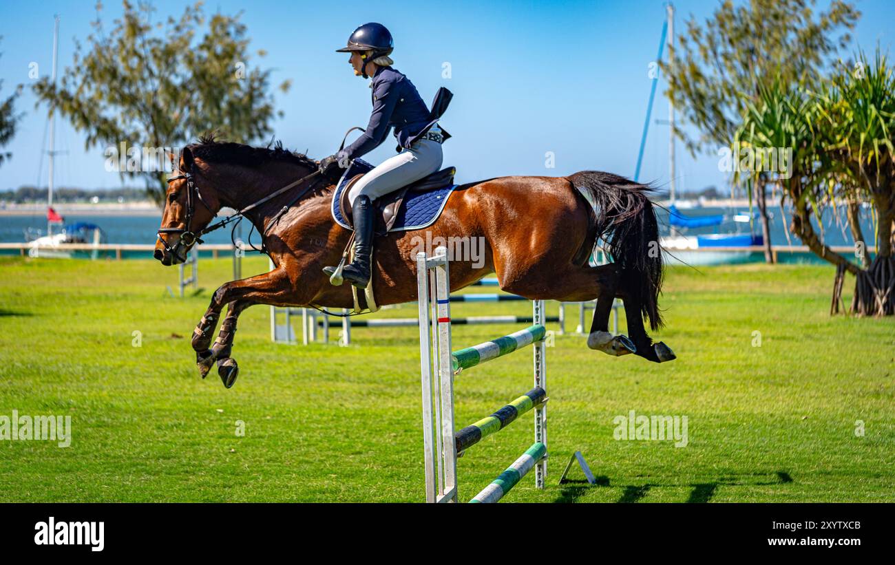 Gold Coast, Queensland, Australia - Aug 30, 2024: Horse riding ...