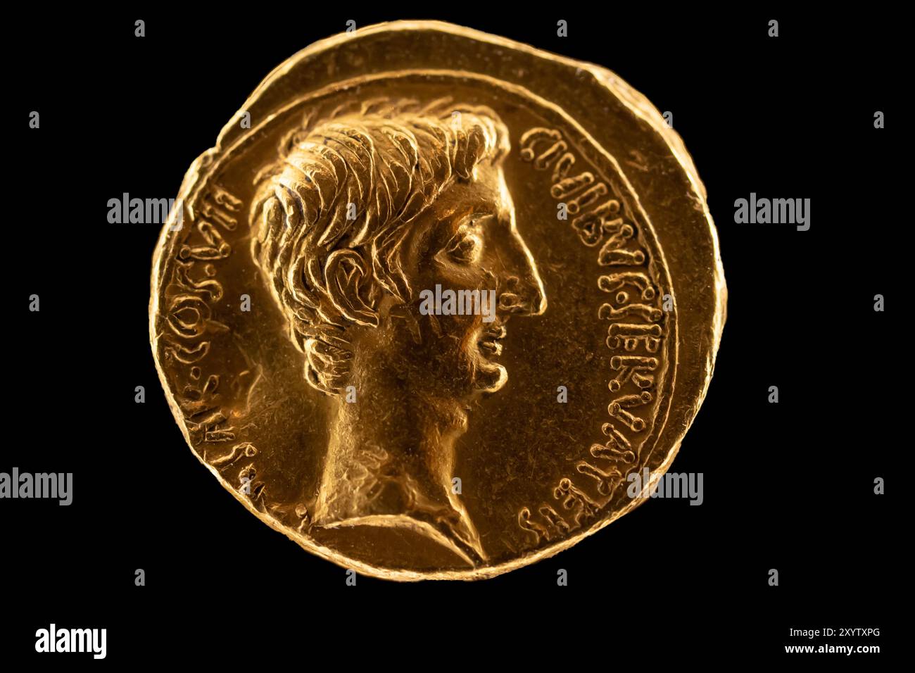Ancient Roman Aurei coin depicting Roman emperor Gaius Julius Caesar ... Ancient Roman Aurei coin depicting Roman emperor Gaius Julius Caesar ...