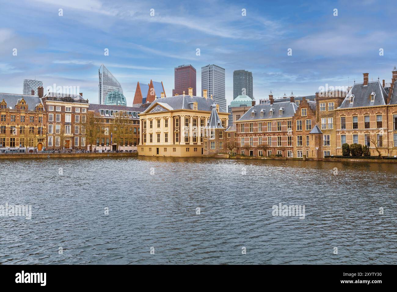 Hague, Netherlands modern office buildings behind the Mauritshuis ...