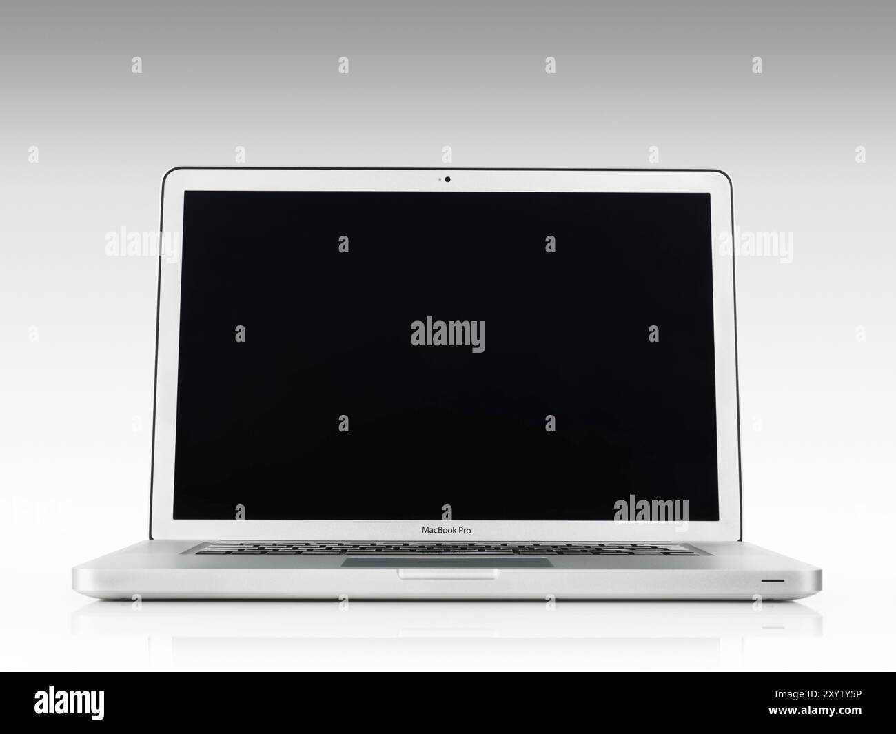 Apple Macbook Pro laptop computer front view with blank screen isolated ...