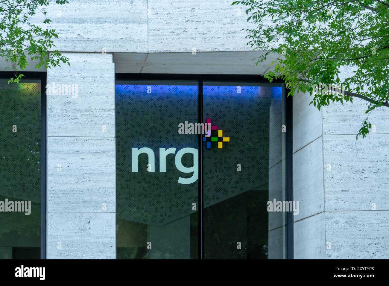NRG logo sign in its headquarters building in Houston, Texas, USA Stock ...