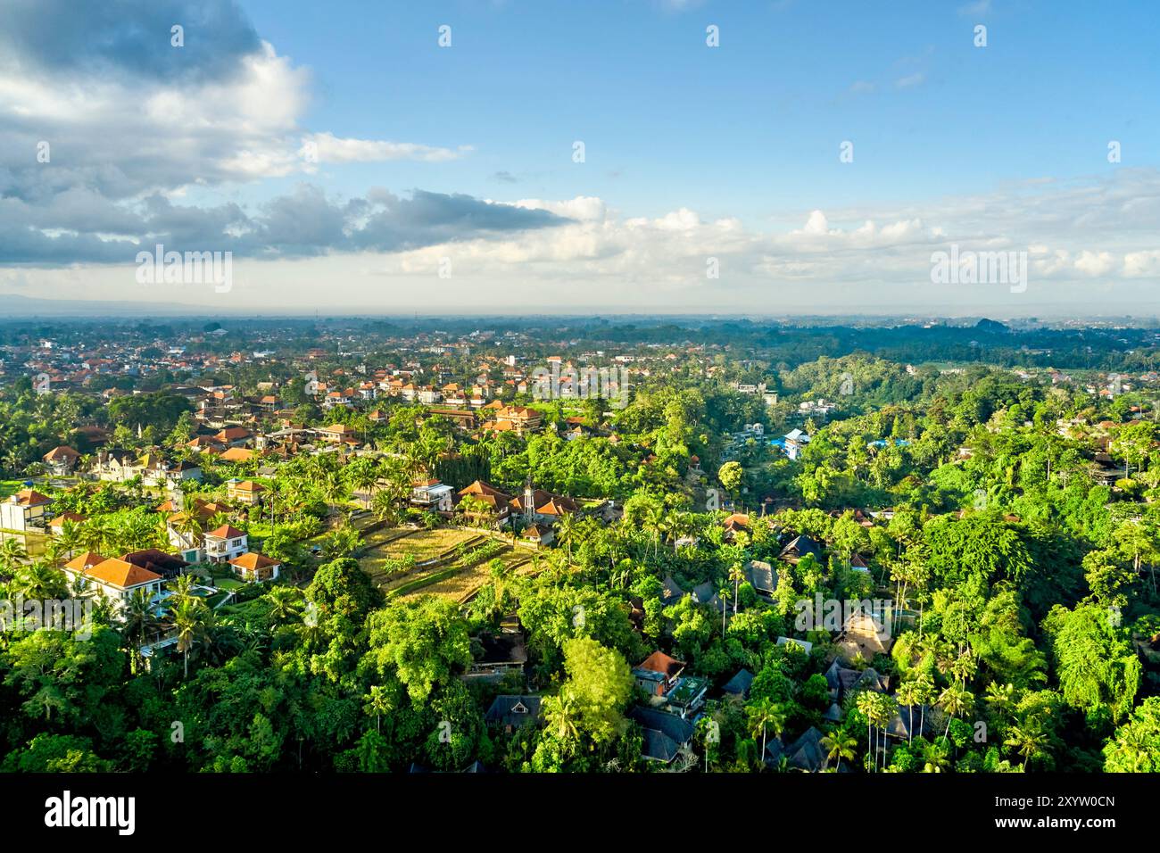 Aerial view of Ubud town near the Campuhan Ridge Walk. Bali, Indonesia ...