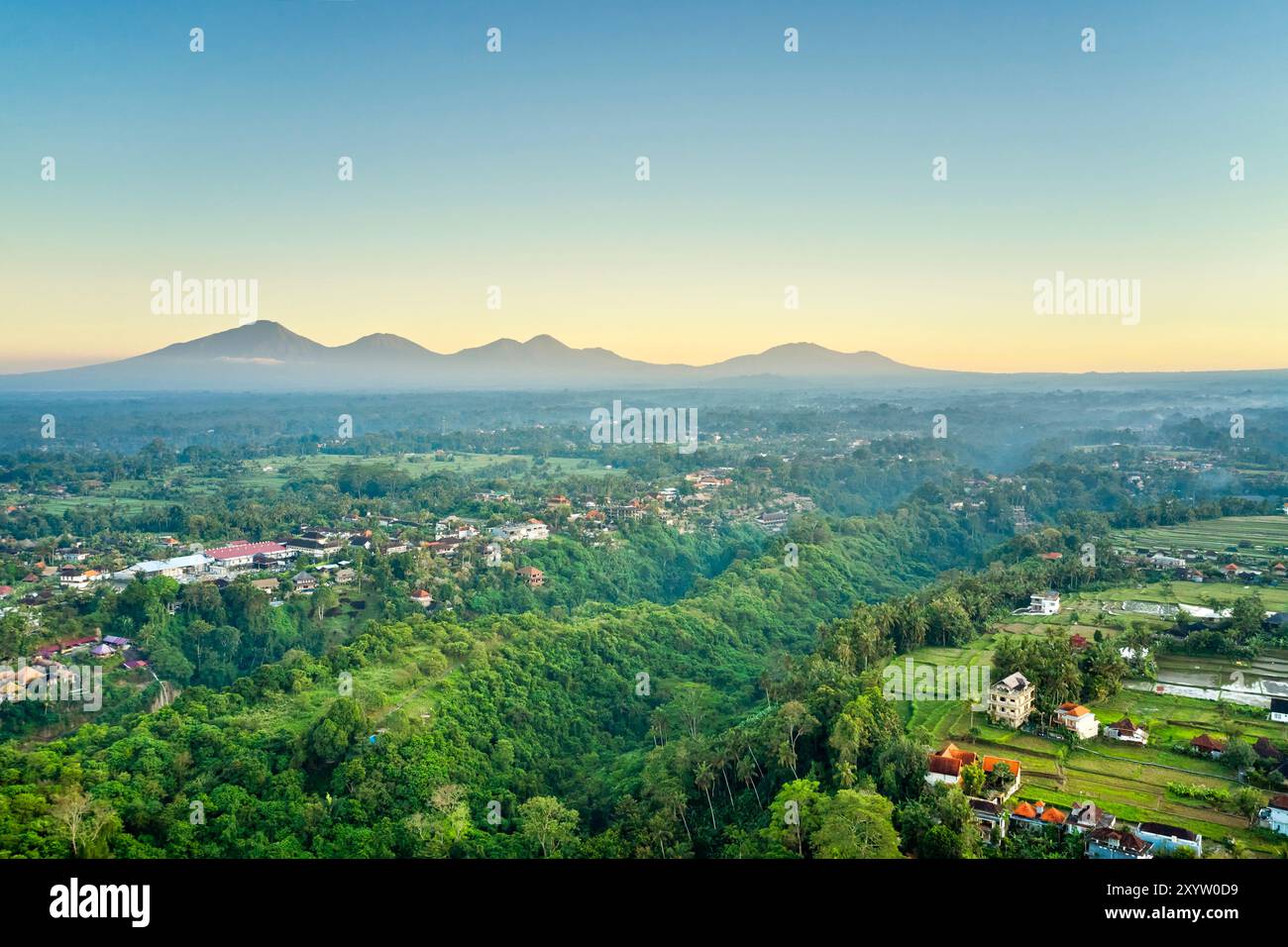 Aerial view of Ubud town near the Campuhan Ridge Walk. Bali, Indonesia ...
