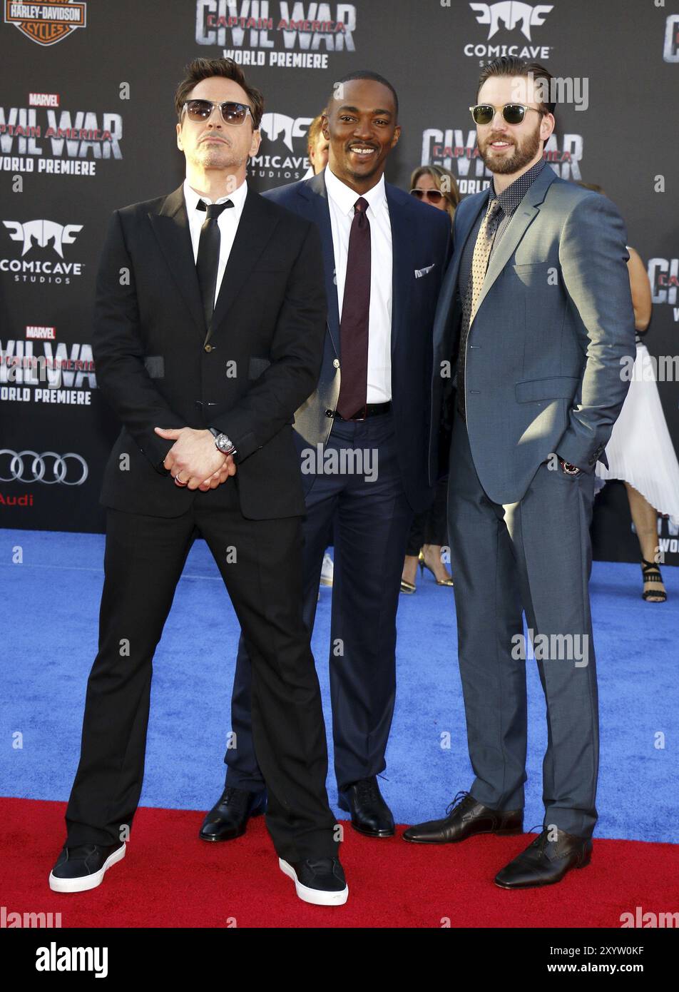 Robert Downey Jr., Anthony Mackie and Chris Evans at the World premiere ...