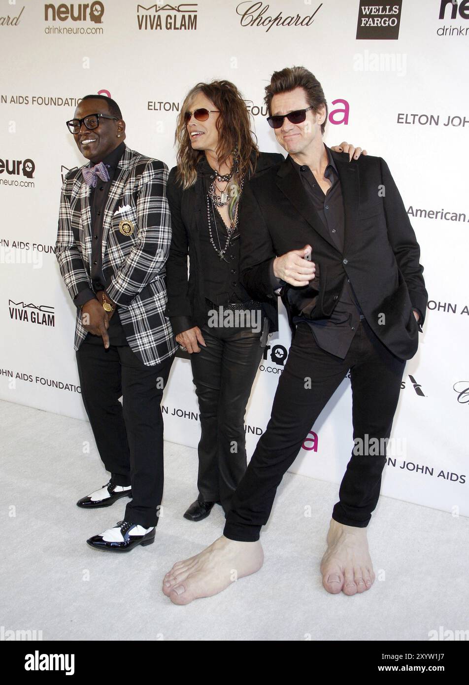 Randy Jackson, Steven Tyler and Jim Carrey at the 21st Annual Elton ...
